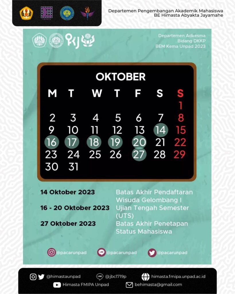 KALENDER AKADEMIK SEMESTER GANJIL 2023/2024 - HIMASTA